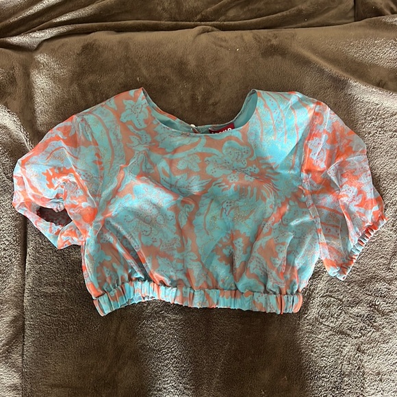 STAUD | Tops | Staud Nwt Frieze Top Floral Wave Turquoise | Poshmark